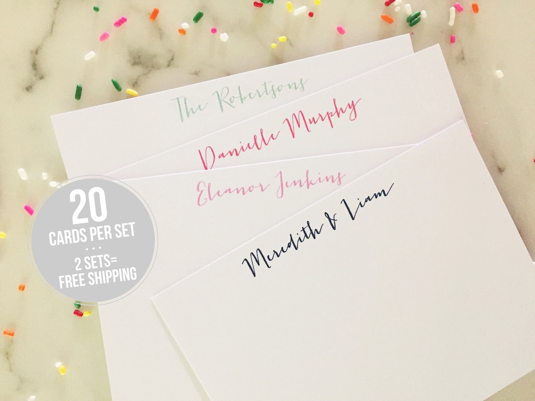 Personalized Calligraphy Stationery - Stationary Set Flat Note Cards ...