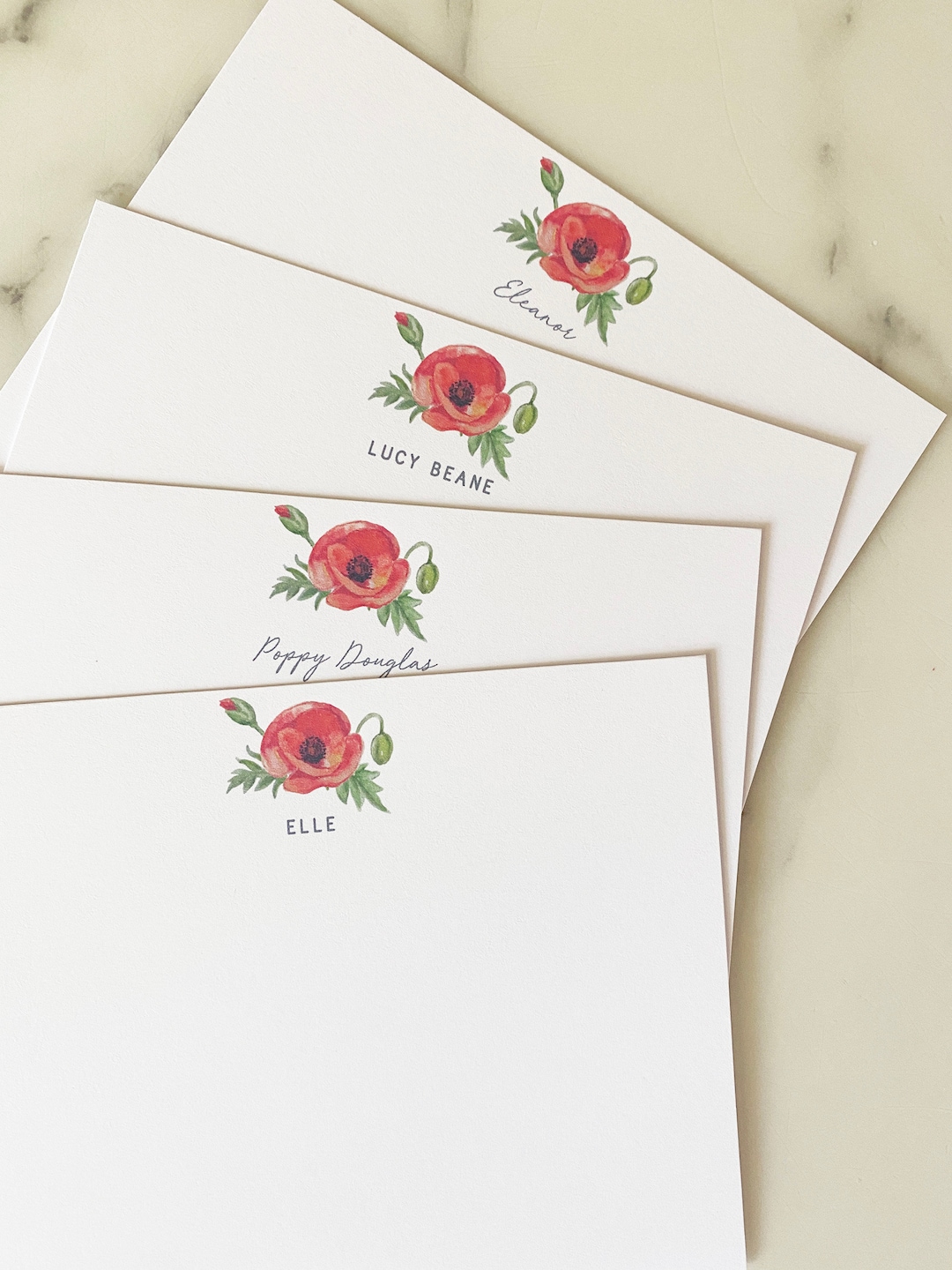 Poppy Stationery Personalized Floral Stationary Thank You - Etsy