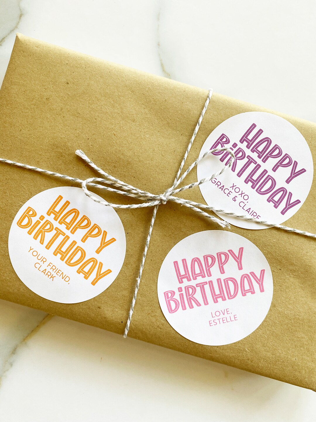 Happy Birthday Gift Tag Stickers - Round Circle Kids Stickers Birthday ...