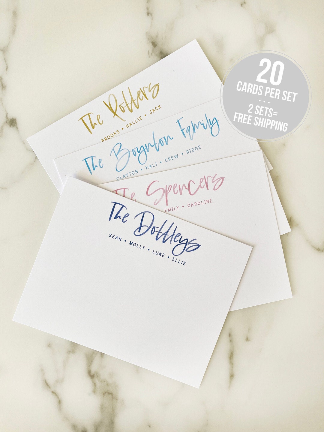 Personalized Stationary Watercolor Font Family Stationery - Family ...