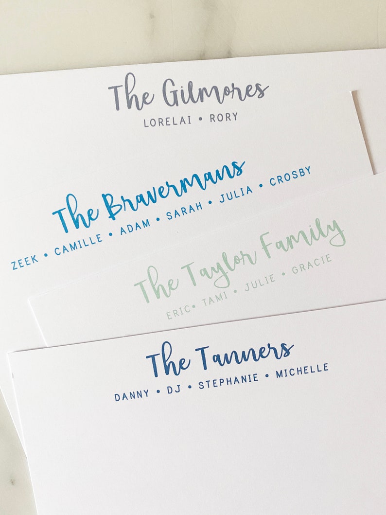 Family Personalized Stationary Custom Names Stationery Set - Etsy