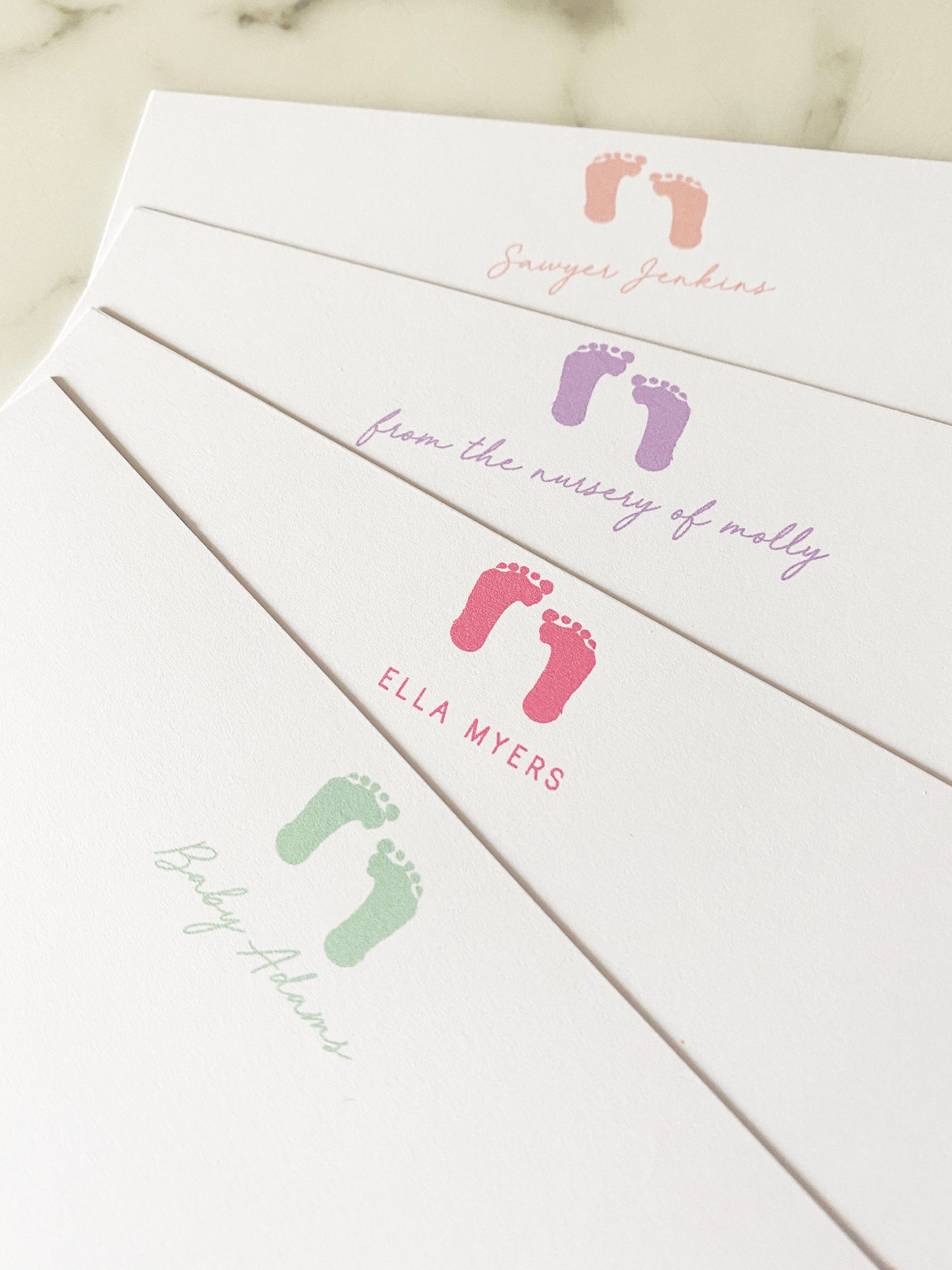 Baby Girl Personalized Stationery Footprints Newborn Custom - Etsy