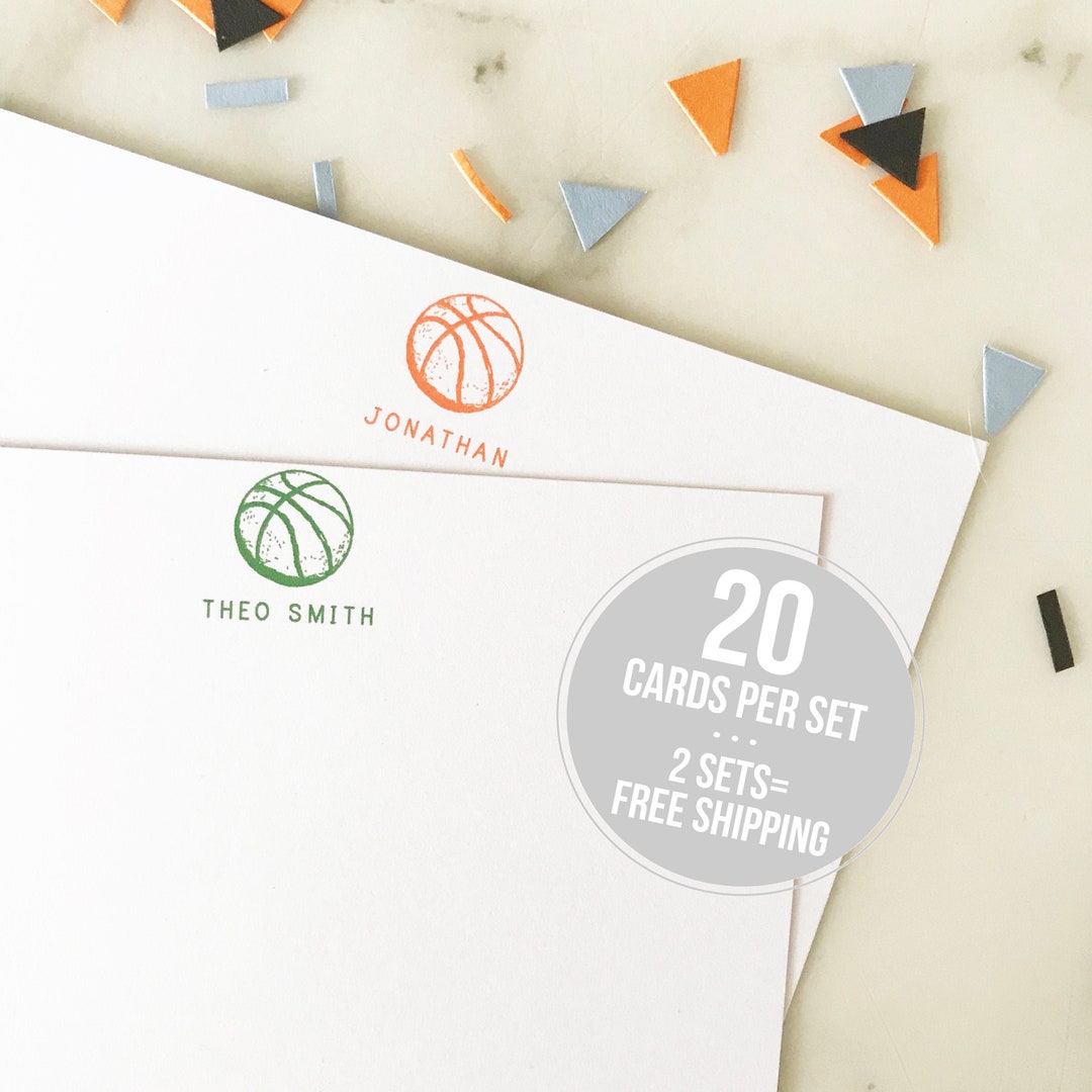 Basketball Stationery - Boys Stationary Sports Set of 20 Flat Note ...