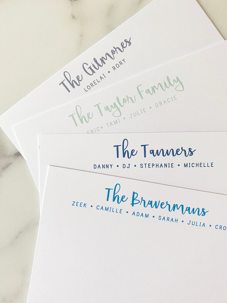 Family Personalized Stationary Custom Names Stationery Set - Etsy