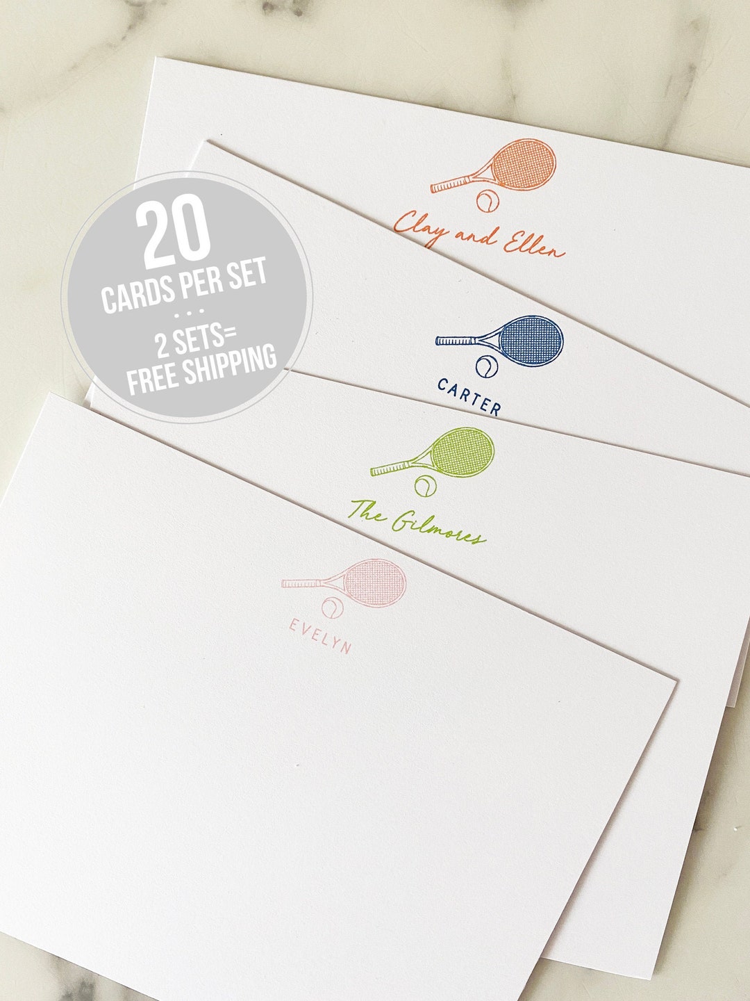 Tennis Stationary - Sports Stationery Kids Adults Set of 20 Flat Note ...