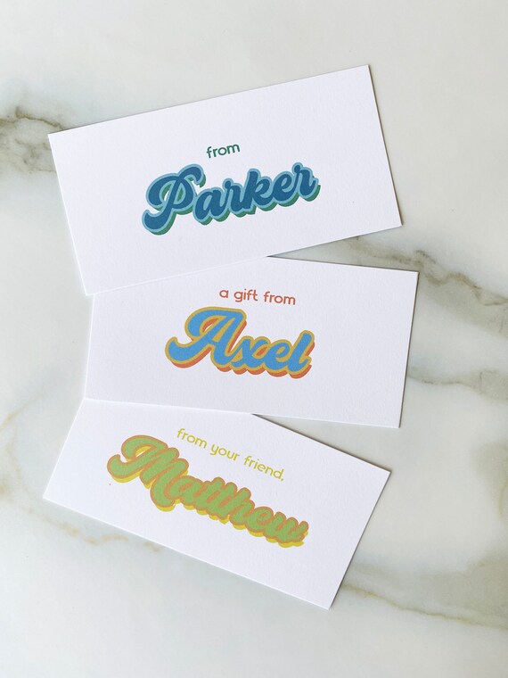 Personalized Gift Tags Retro Shadow Kids Gift Tags Boys - Etsy