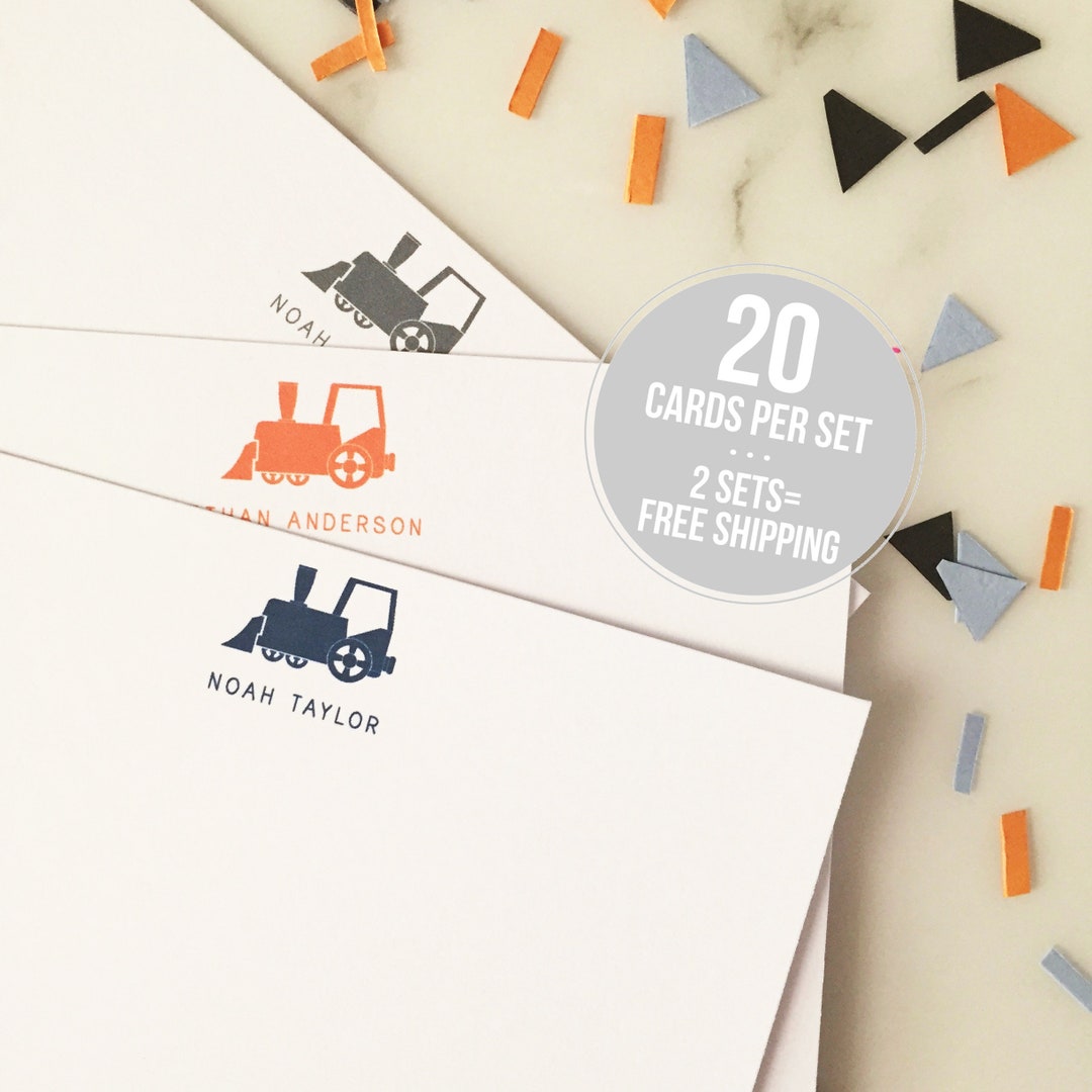 Train Stationery - Boys Stationary Set of 20 Flat Note Cards Kids ...