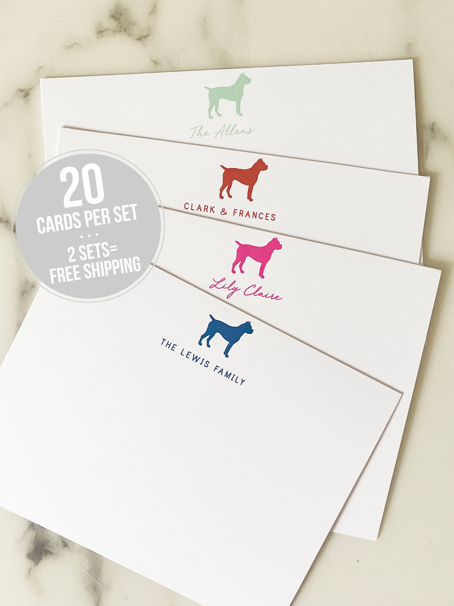 Boxer Stationery Personalized Dog Stationary Set of 20 Flat - Etsy