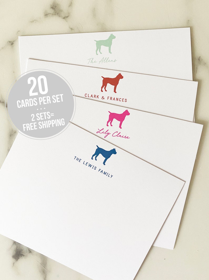 Boxer Stationery Personalized Dog Stationary Set of 20 Flat - Etsy
