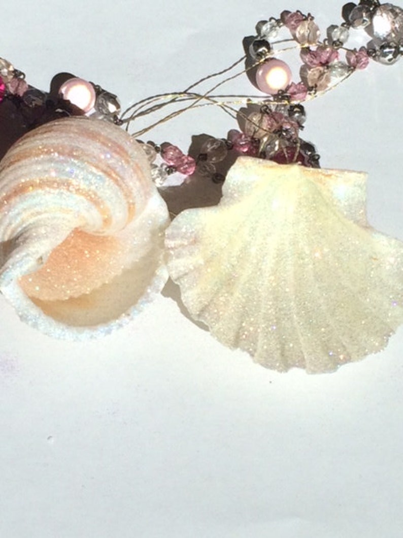 Seashell Beach Glitter Ornaments Set Of 4 SeaShells | Etsy