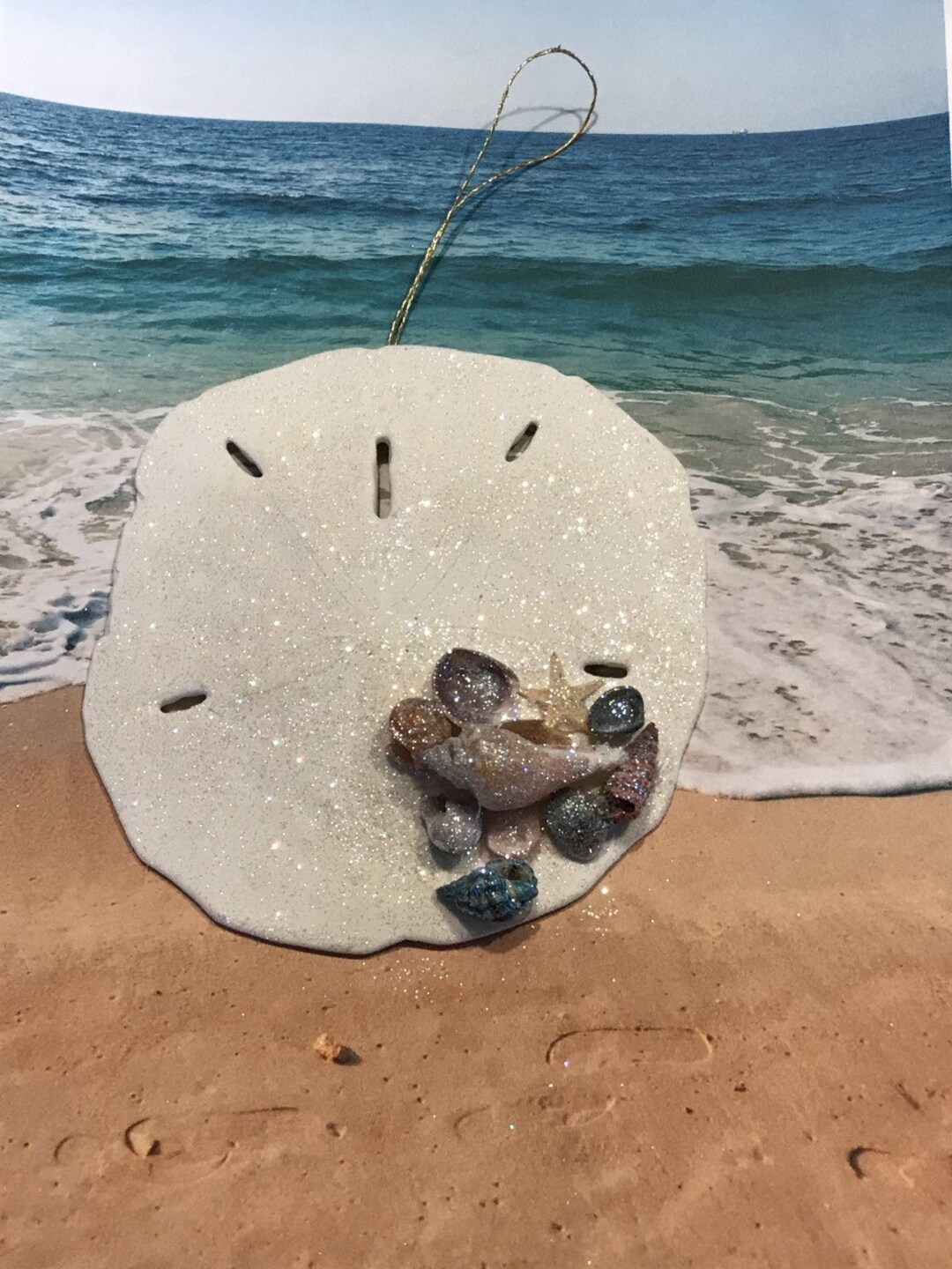 Sand Dollar Keyhole Glitter Sparkle Seashell Ornament Sparkling ...