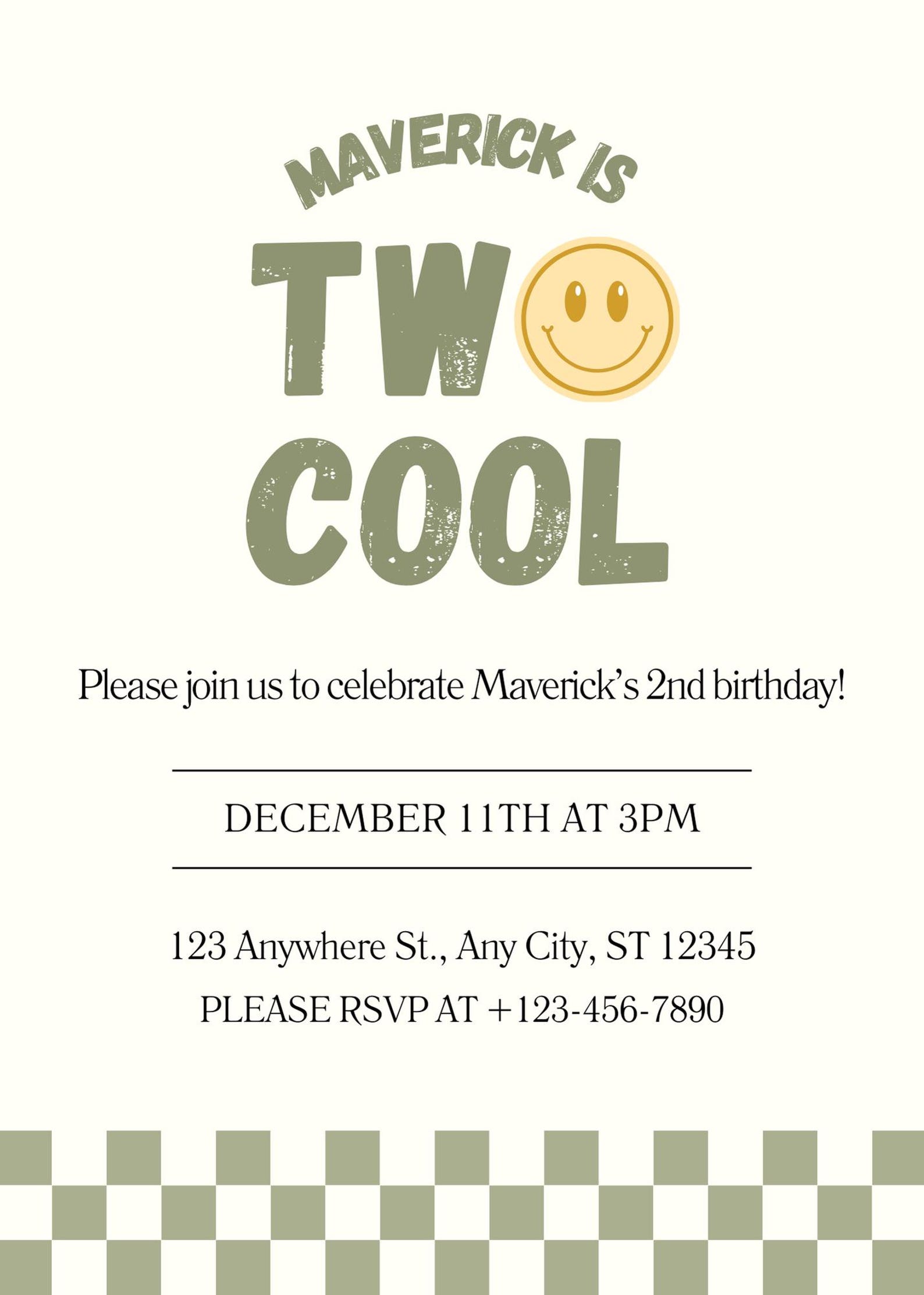 Editable - TWO Cool Birthday Party Invitation - Etsy