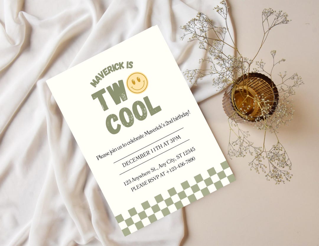 Editable - TWO Cool Birthday Party Invitation - Etsy