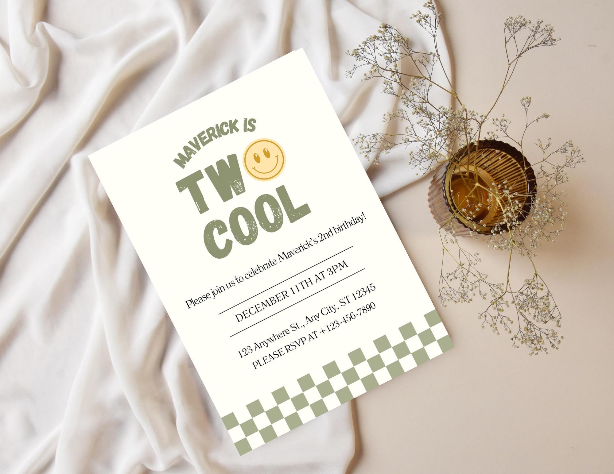 Editable - TWO Cool Birthday Party Invitation - Etsy