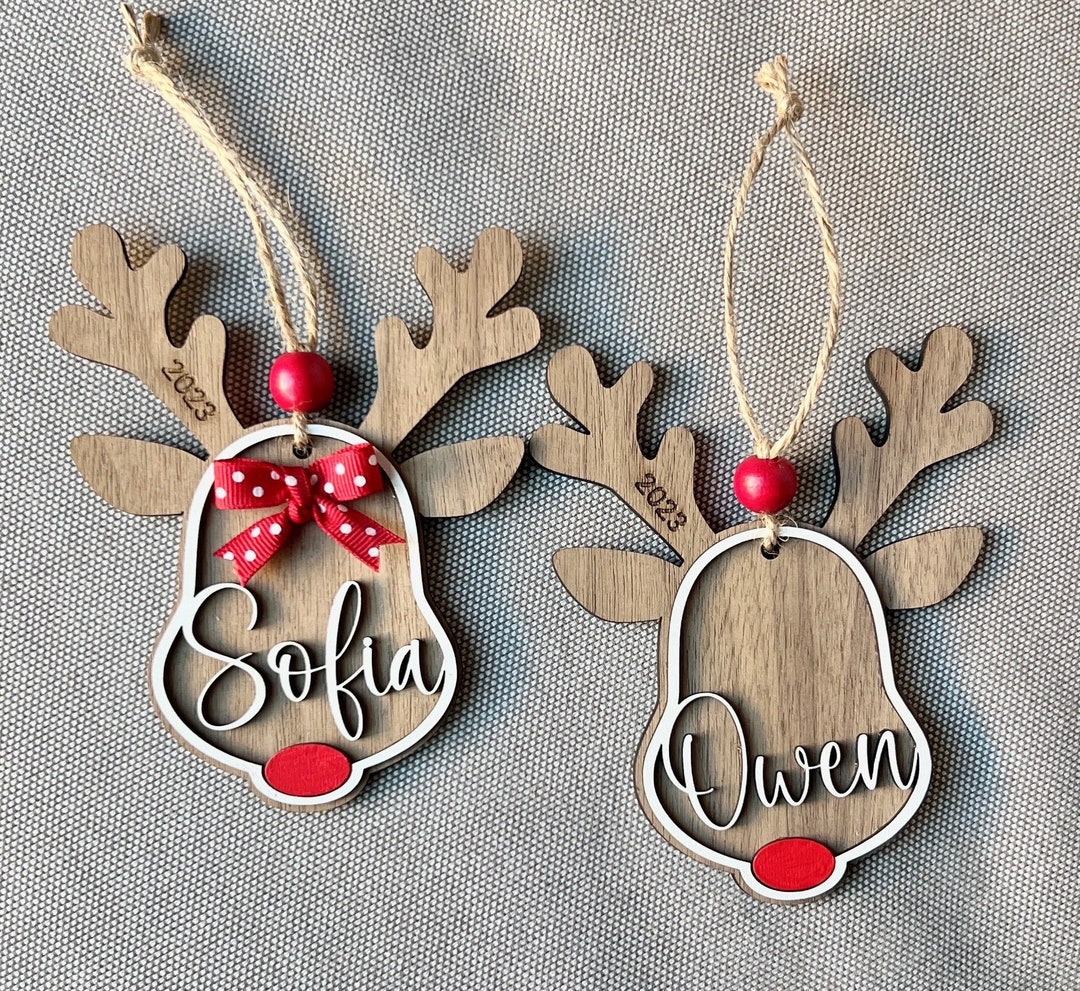 Personalized Reindeer Ornament, Personalized Rudolph Wooden Ornaments ...