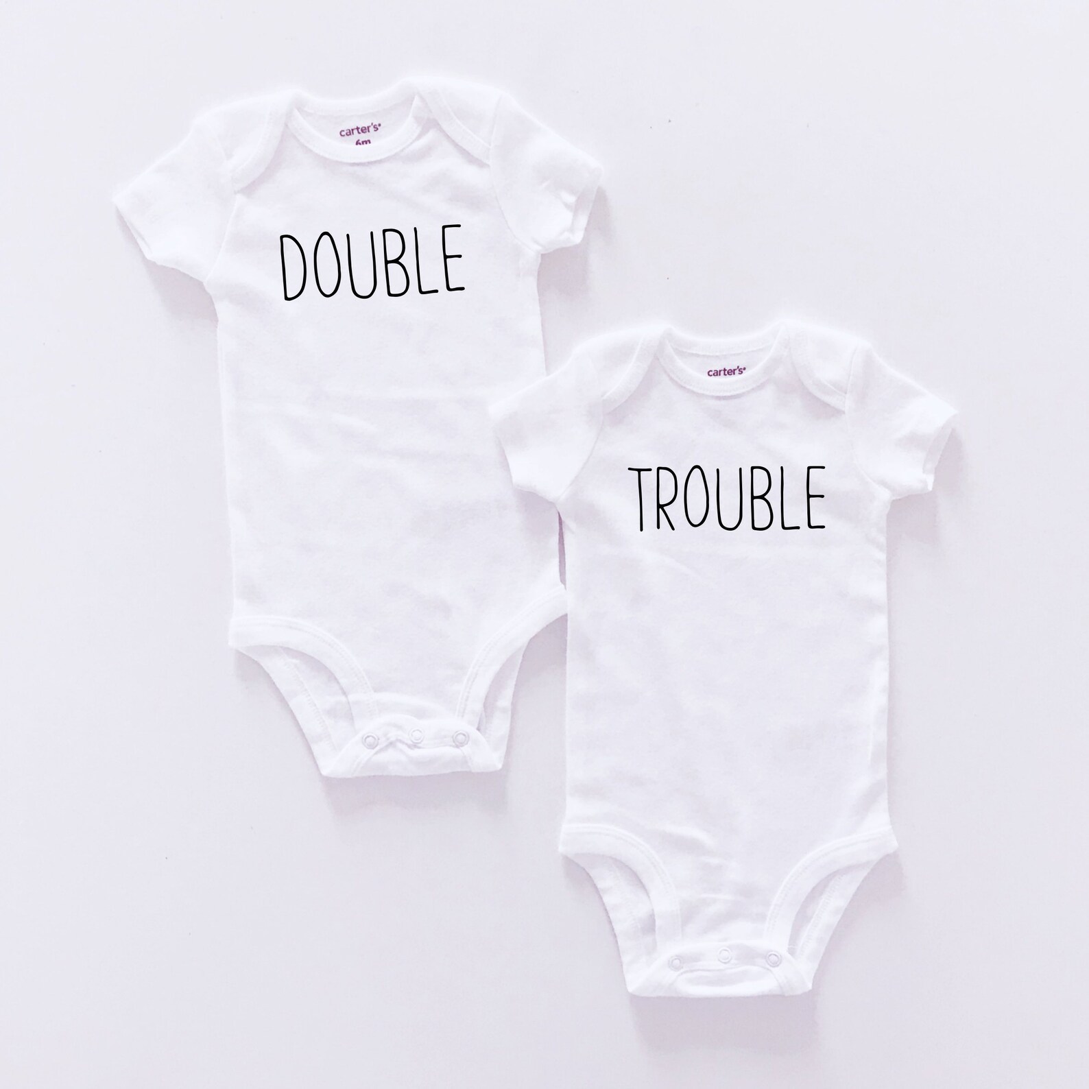 Double Trouble Twin Set - Sibling Photo Prop Bodysuits Baby Shower Gift ...