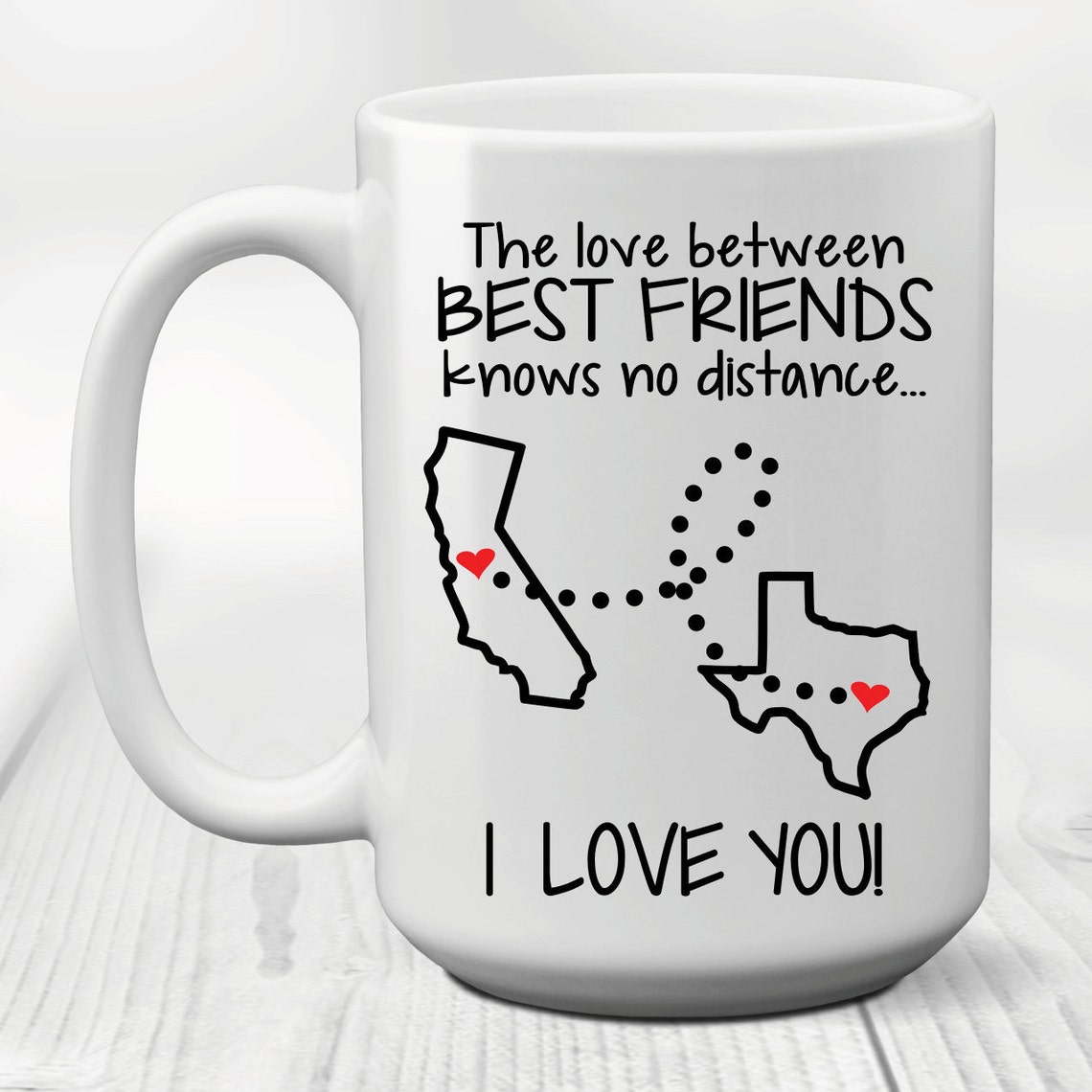 Best Friend Gift Long Distance Coffee Mug the Love Between - Etsy
