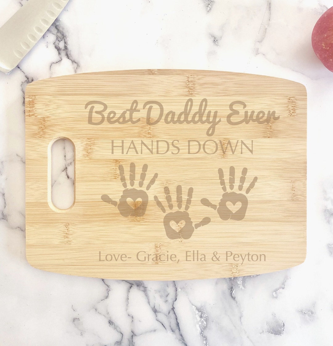 Best Daddy Ever Hand Print Cutting Board, Customizable Gift for Him - Etsy