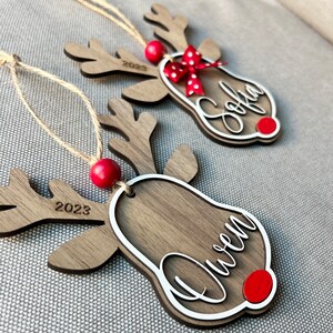 Personalized Reindeer Ornament, Personalized Rudolph Wooden Ornaments ...