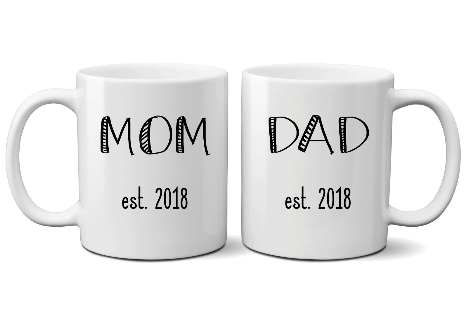 Mom and Dad Est Mugs - New Parent Mug Set - Pregnancy Reveal ...