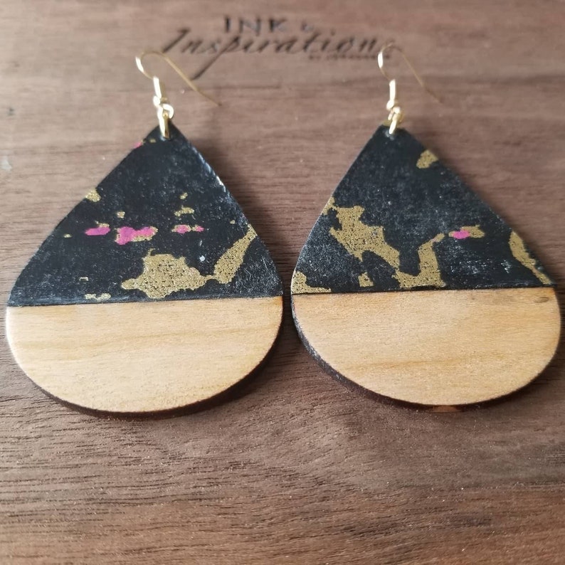 Wood Earrings Bohemian Earrings Wood Dangle Earring Large | Etsy