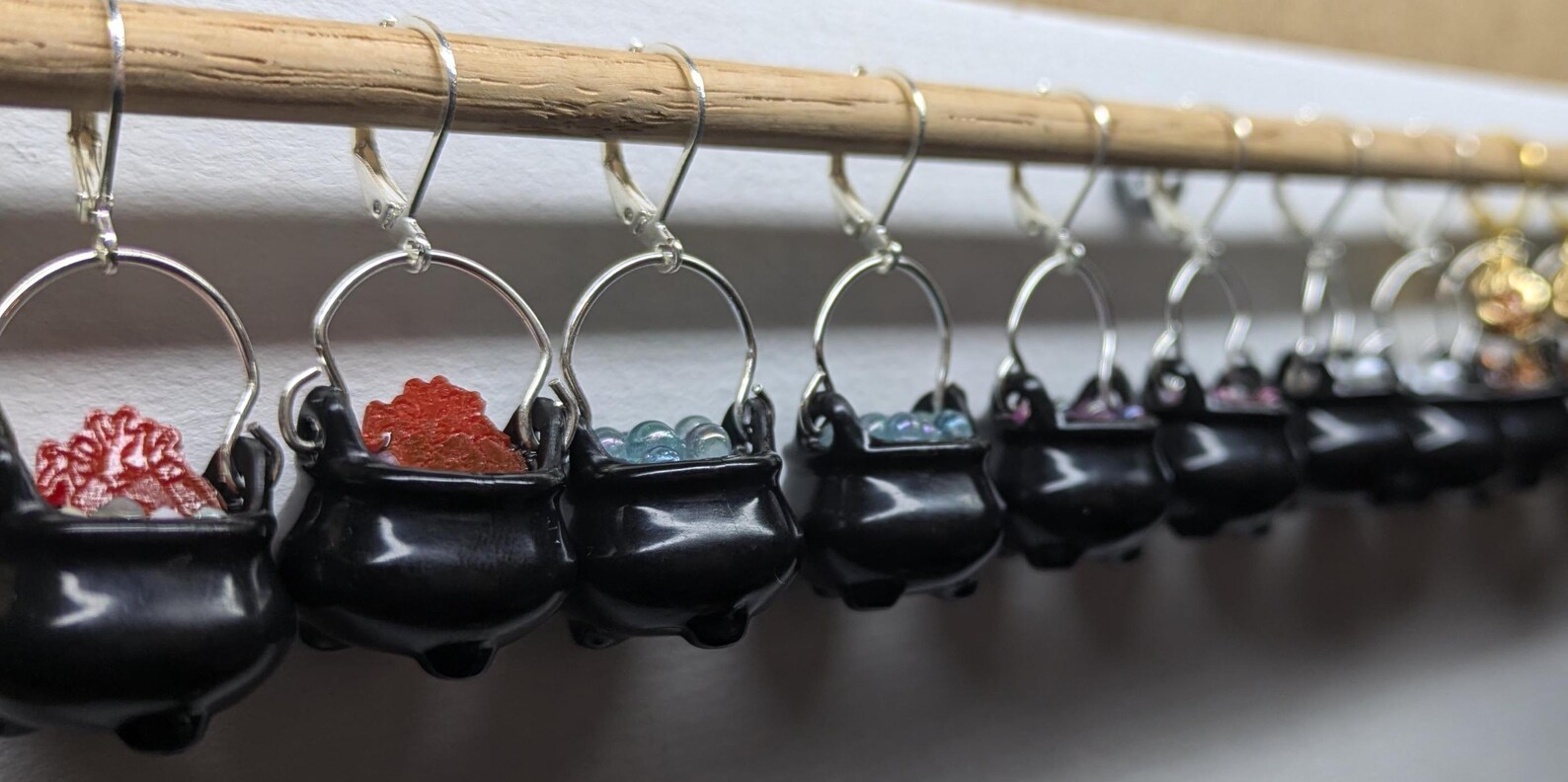 Resin Red Heart in Mini Cauldron Earrings 3D With Abalone Shell Bits in ...