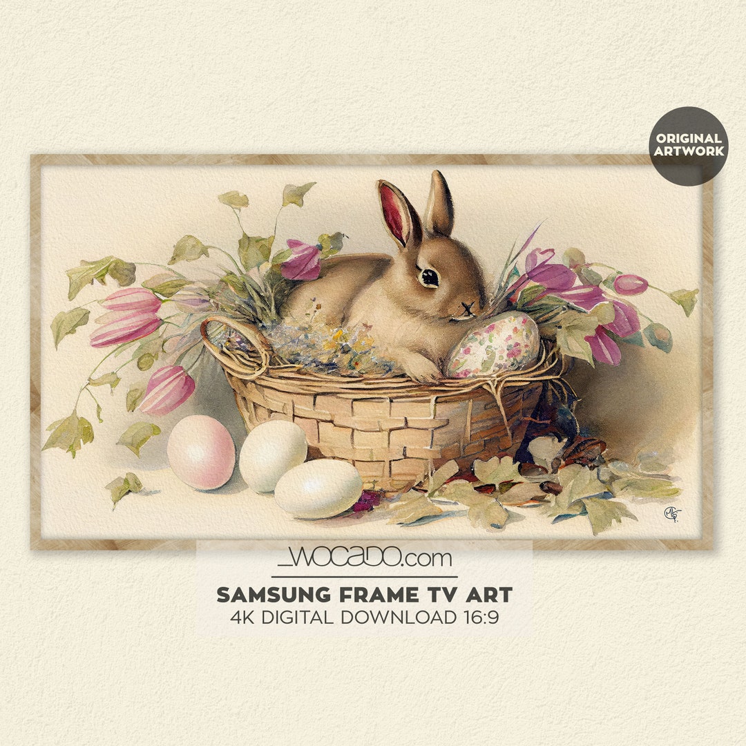 Vintage Easter Samsung Frame TV Art, Watercolor Easter TV Wall Art ...