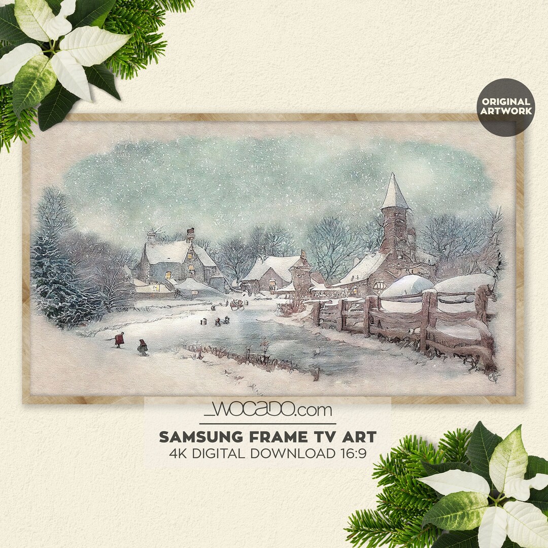Christmas Village Samsung Frame TV Art | Vintage Holiday Scene Frame TV ...