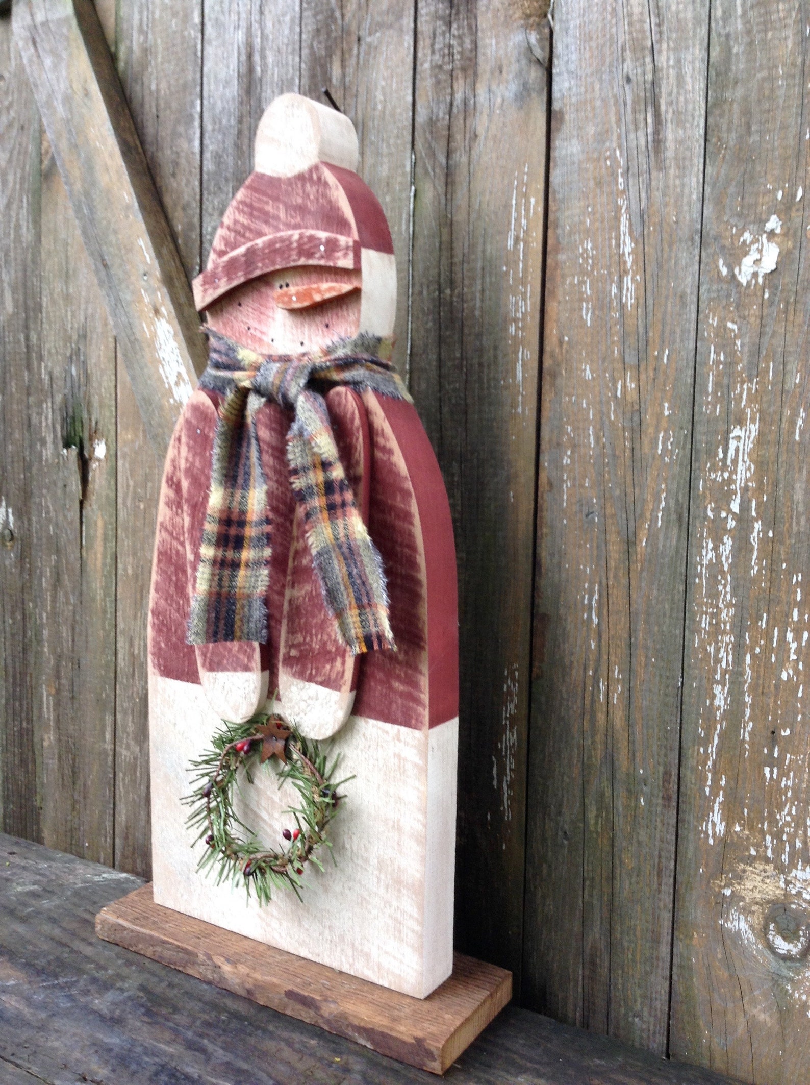 Primitive Snowman Country Primitive Wood Snowman Primitive | Etsy