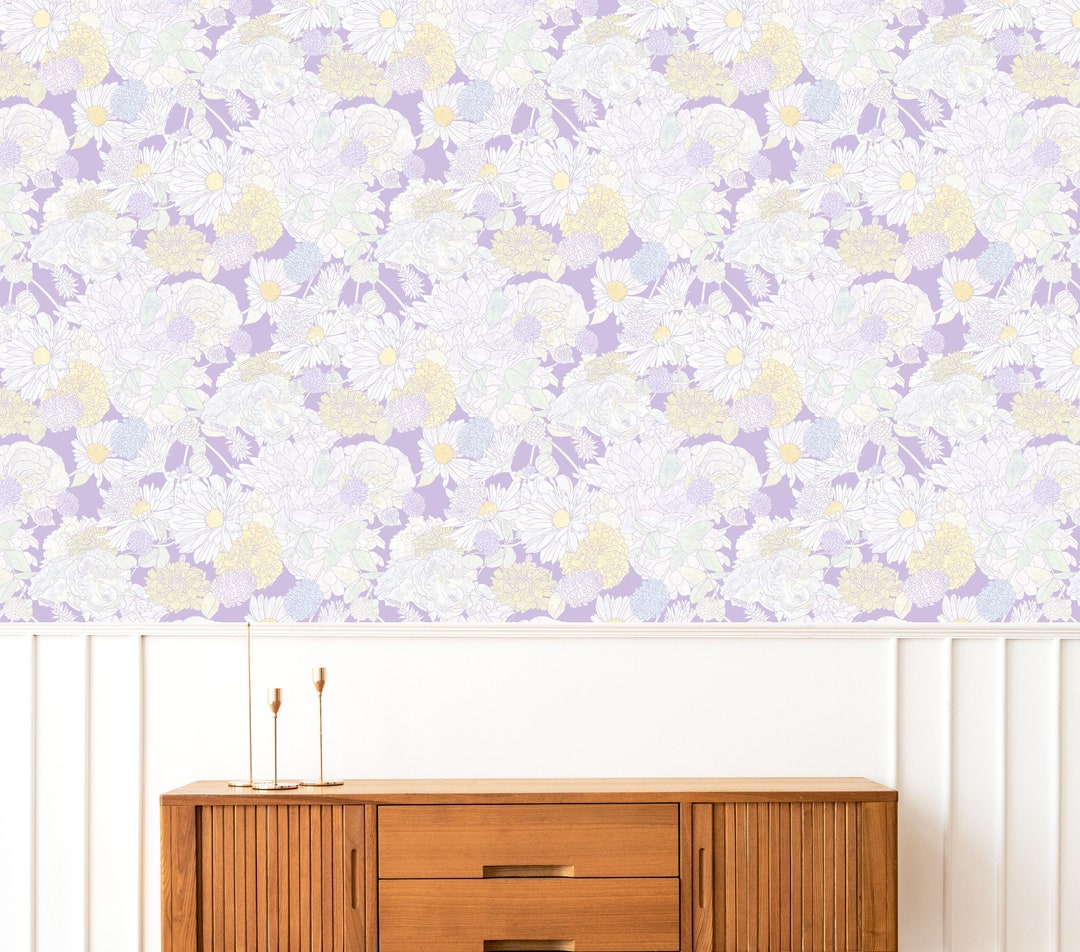 Daisy Print Wallpaper / Autumn Flower Wall Mural - Etsy