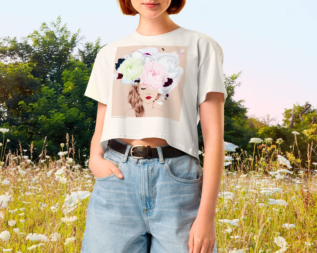 Girl Boss Crop Top Off-white Color, Flower Crown Girl, Positive ...