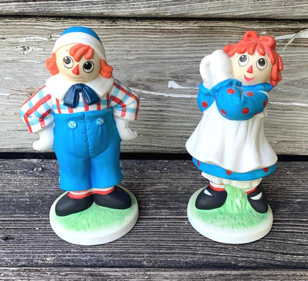 Vintage Raggedy Ann and Andy Ceramic Figurine Pair Flambro 1980’s - Etsy