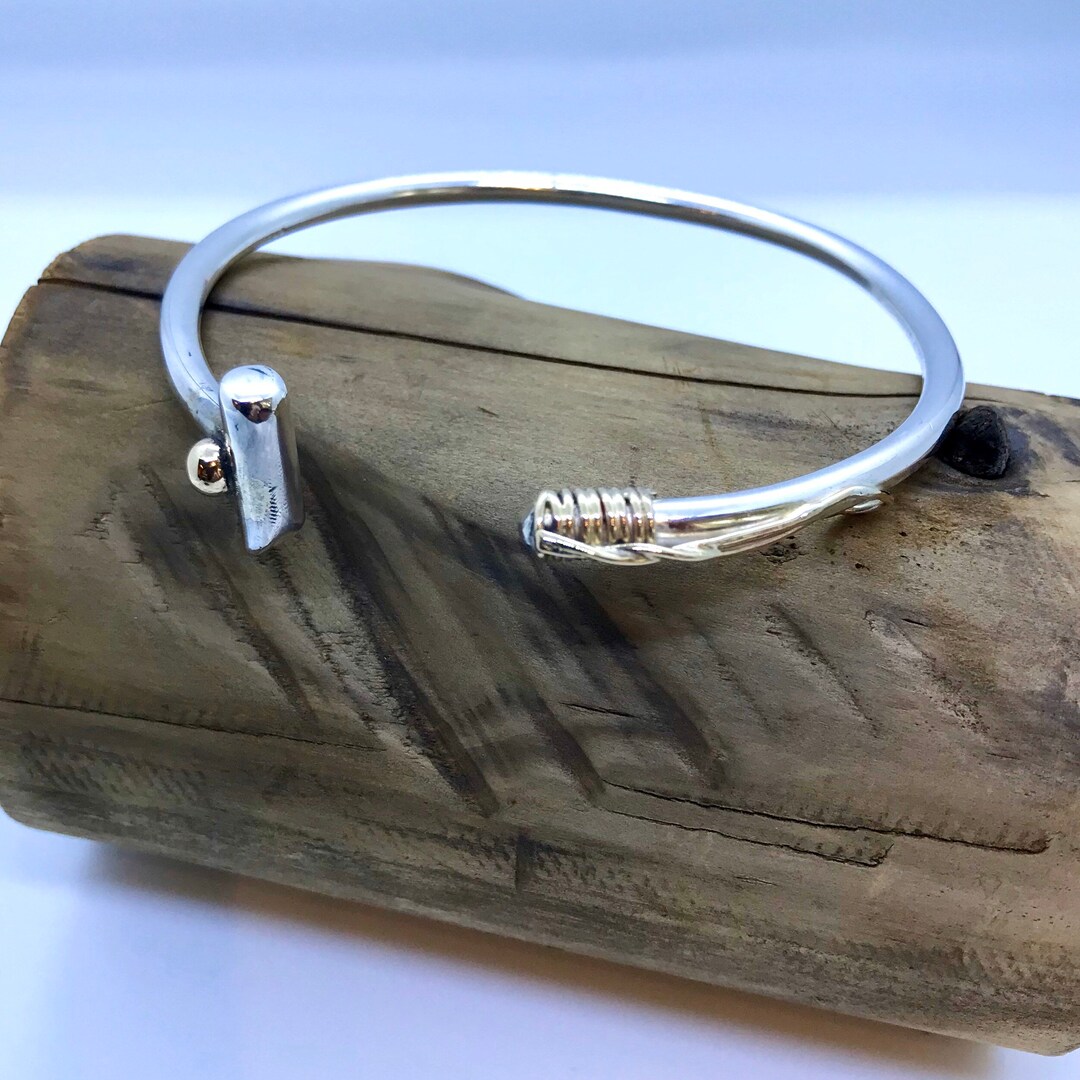 Sterling Silver and 9 Ct Gold Polo Mallet Bangle. - Etsy
