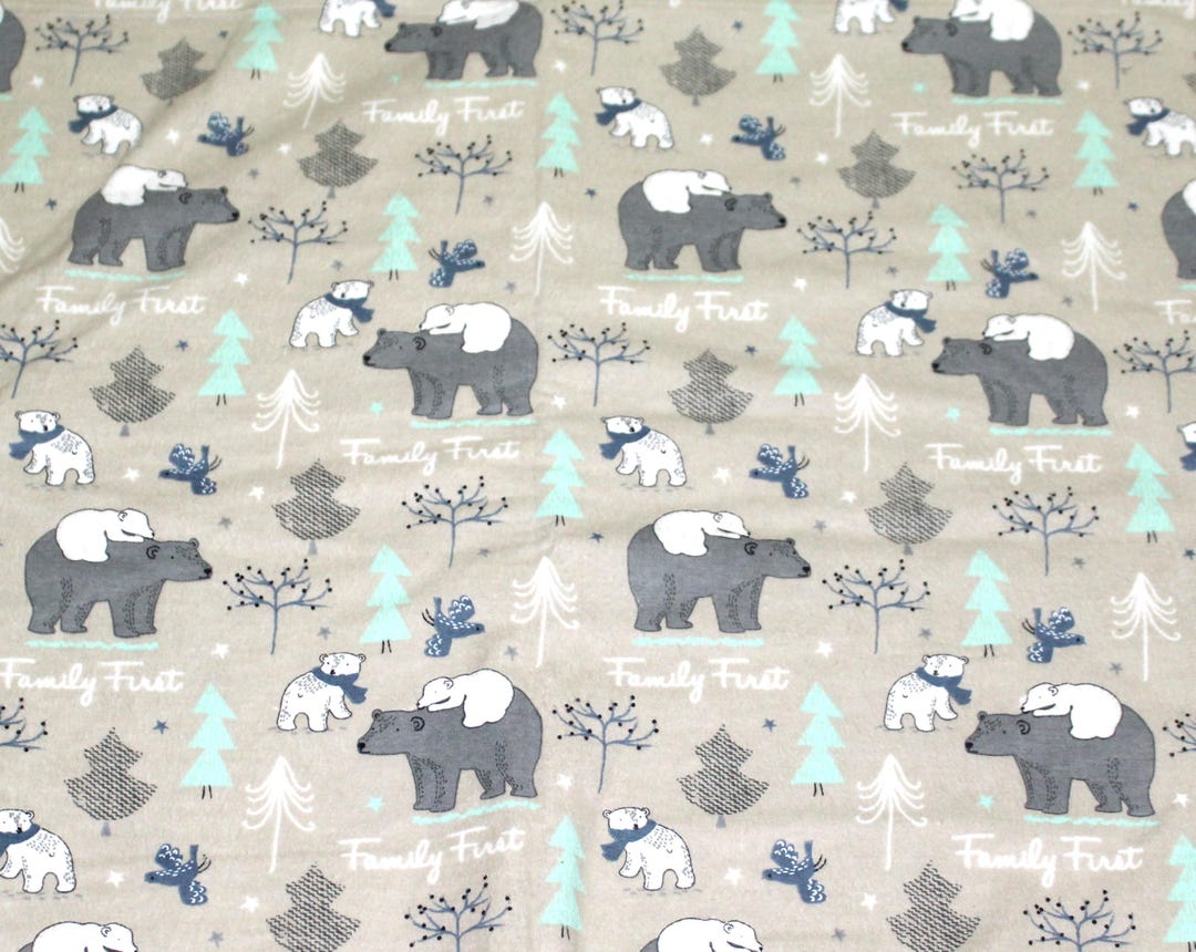 Polar Bears Flannel Fabric * Winter Animals Flannel Fabric * Soft ...