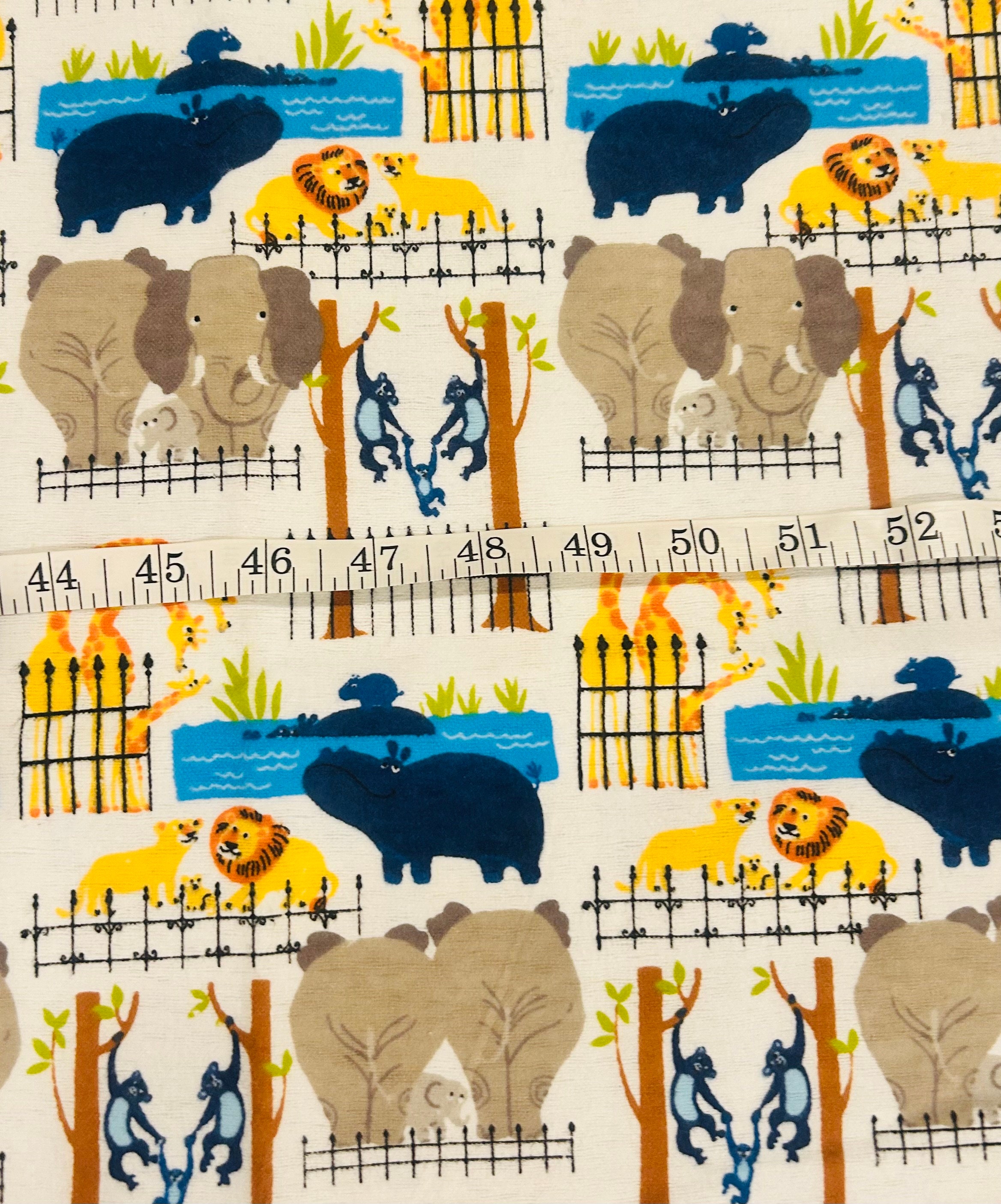 Zoo Animals Flannel Fabric * Animal Families Flannel Fabric * Soft ...