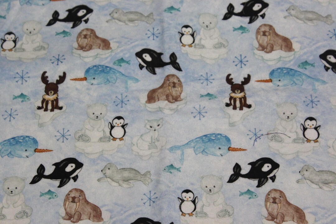 Winter Animals Flannel Fabric * Sea Animals Flannel Fabric * Soft ...