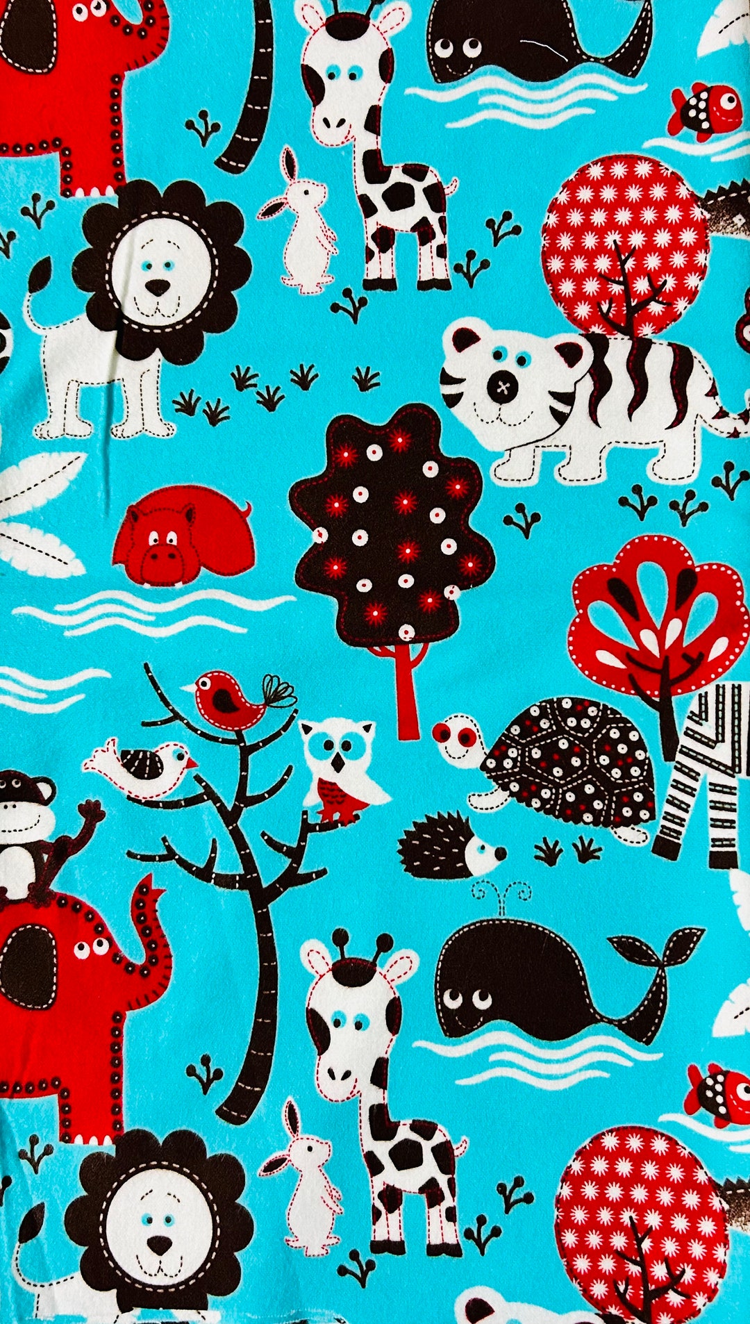 Zoo Animals Flannel Fabric * Jungle Animal Fabric * Snuggle Flannel ...