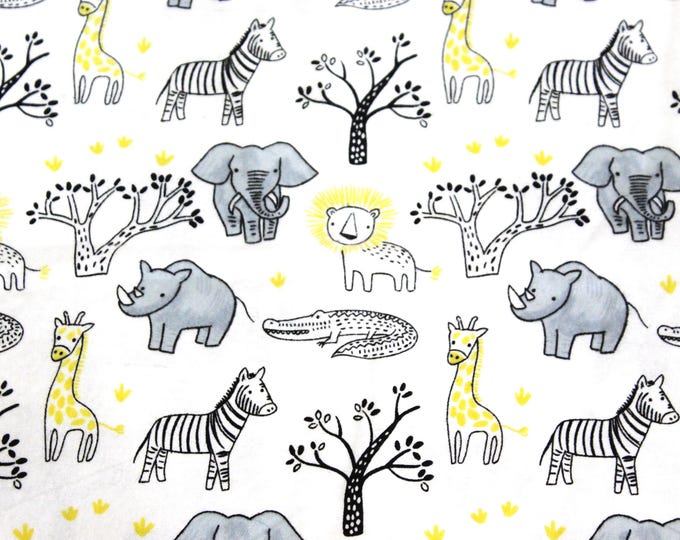 Jungle Animals Flannel Fabric * Animal Flannel Fabric * Soft Cotton ...