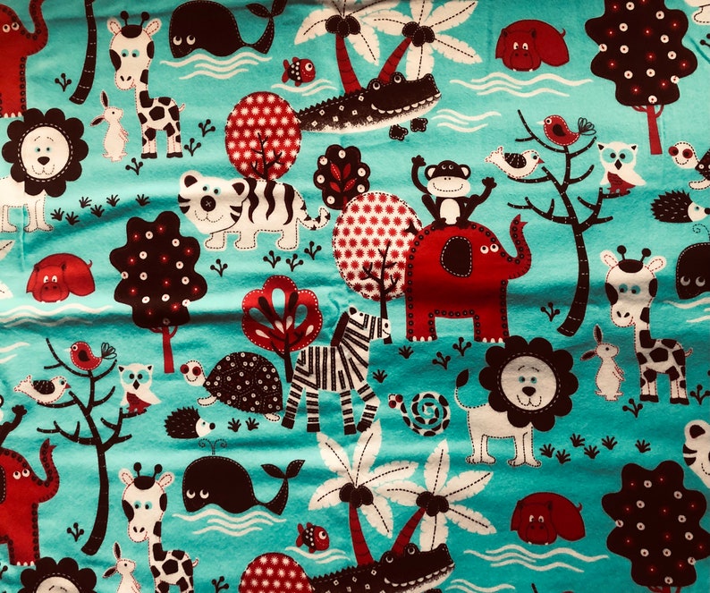 Zoo Animals Flannel Fabric Jungle Animal Fabric Snuggle - Etsy