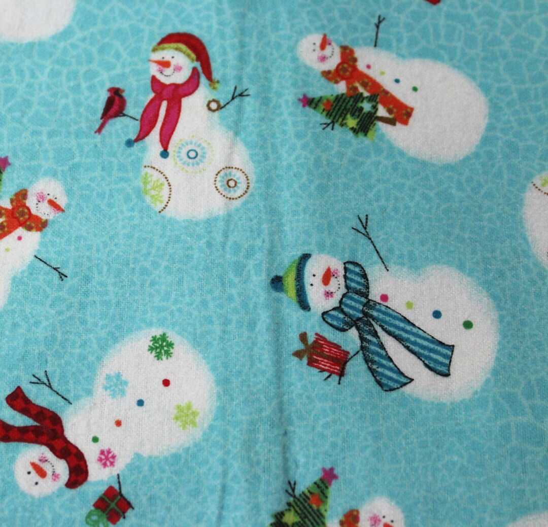 Snowman Flannel Fabric Christmas Snowmen Fabric Snuggle Flannel BTY ...