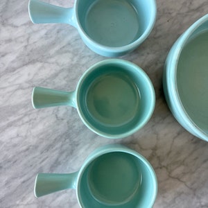 Set of 4 Mid Century Modern Turquoise Stoneware Dishes - MCM La Solana ...