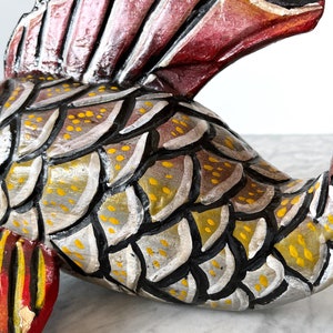 Vintage 13" Mexican Folk Art Wooden Fish - Hand Carved Colorful Boho ...