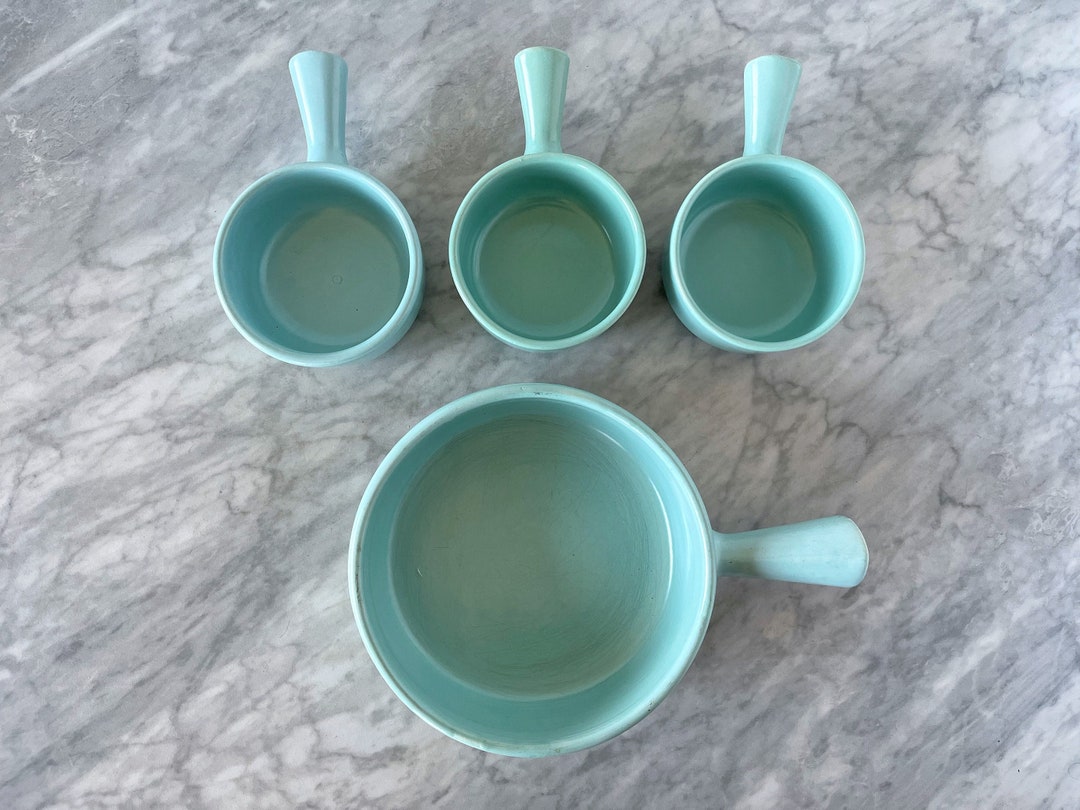 Set of 4 Mid Century Modern Turquoise Stoneware Dishes - MCM La Solana ...