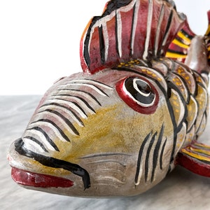 Vintage 13" Mexican Folk Art Wooden Fish - Hand Carved Colorful Boho ...