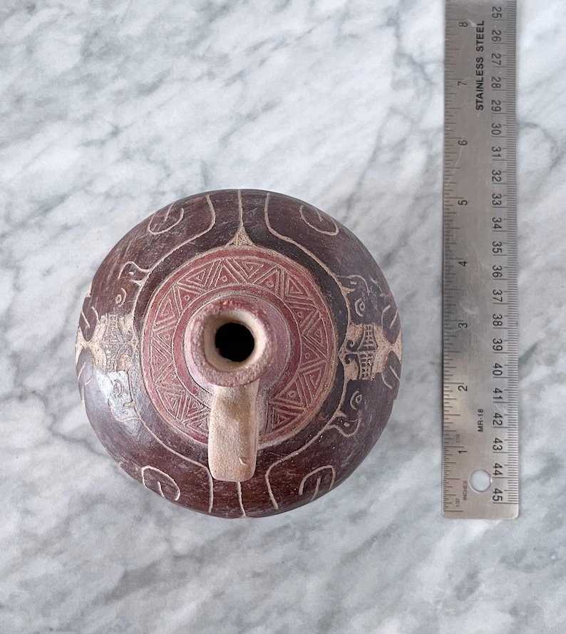 Antique Ecuadorian Pre-columbian Etched Pottery Jug Vessel - South ...