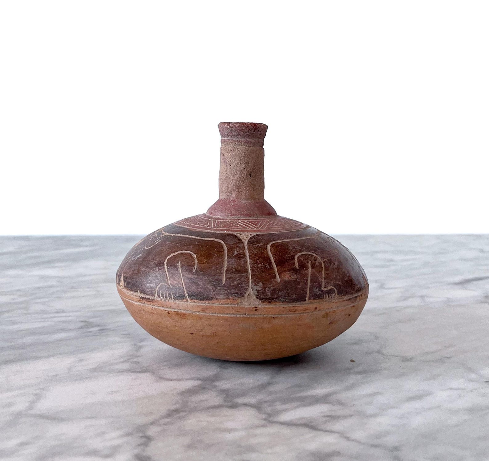 Antique Ecuadorian Pre-columbian Etched Pottery Jug Vessel - South ...