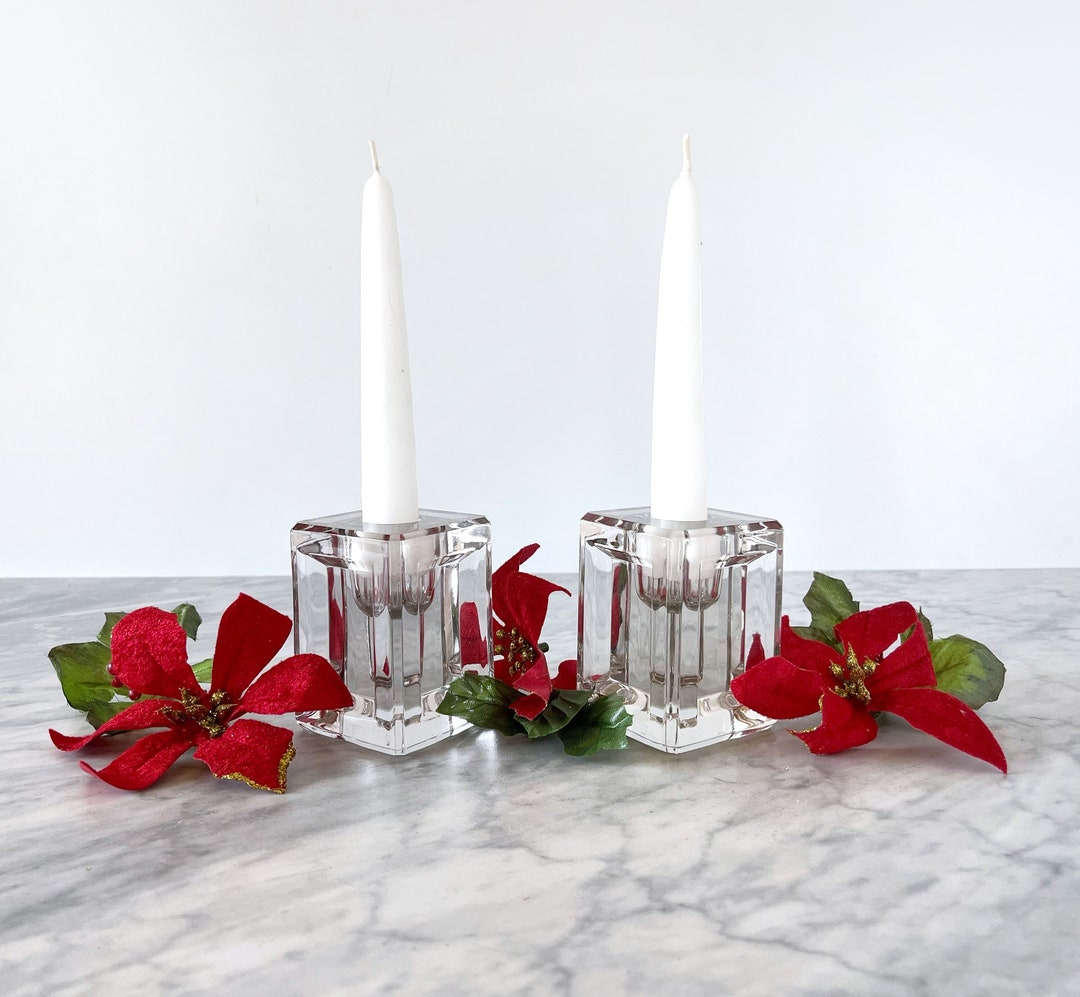 1930s Pair of Art Deco Cubist Glass Candle Holders Wilbur - Etsy