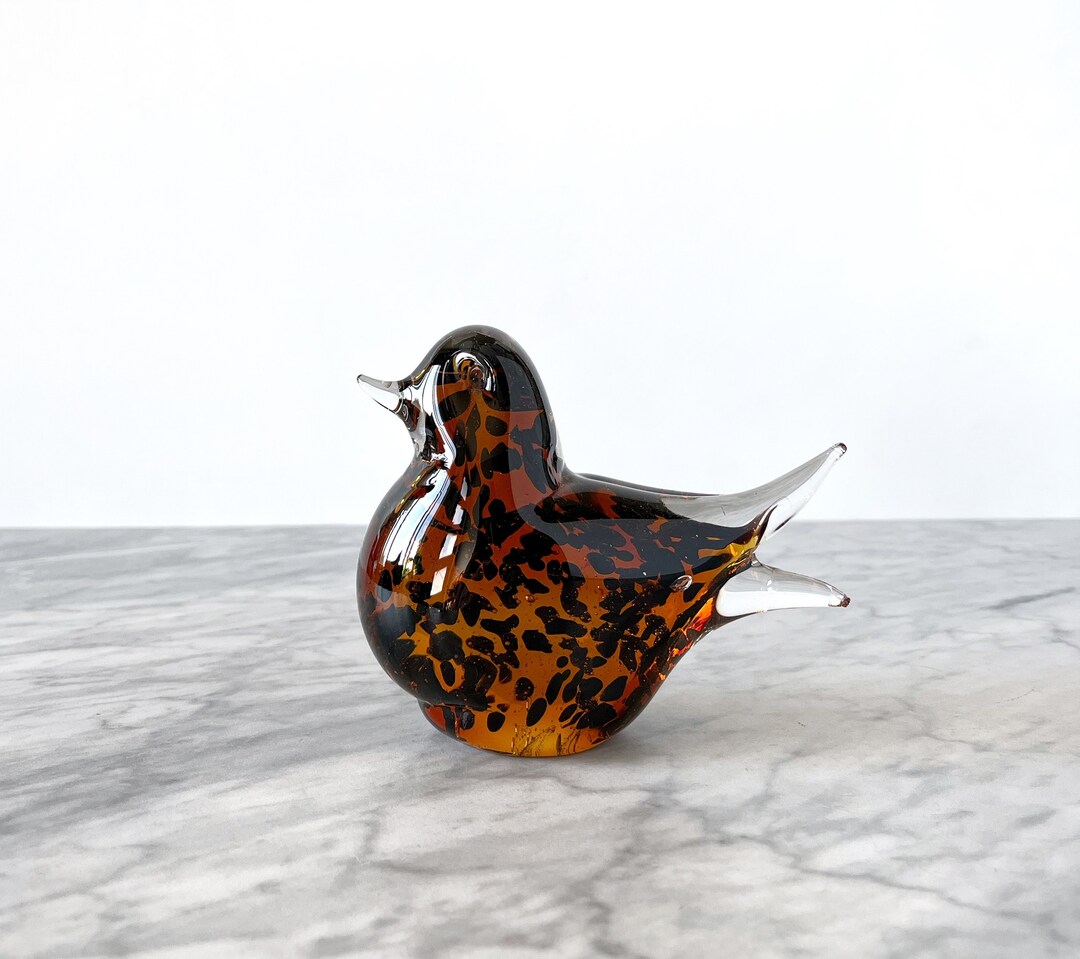Mid Century Amber Glass Bird Mid Century Art Glass Decor - Etsy