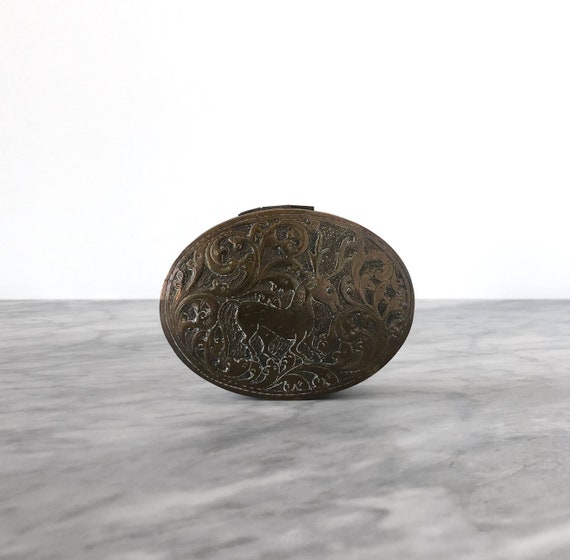 Vintage Stag Engraved Brass or Bronze Box - Antique J… - Gem