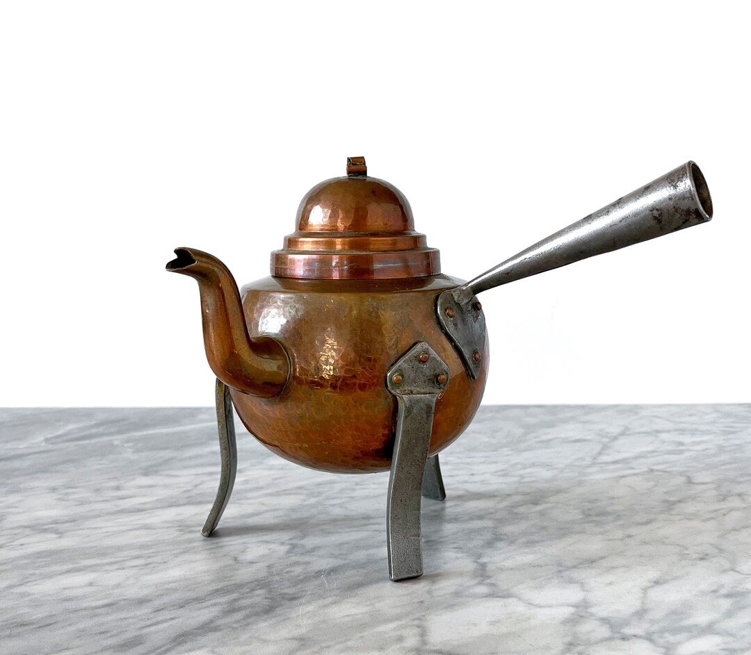 Vintage Swedish Copper Teapot Kettle With Tripod Legs - Scandinavian ...